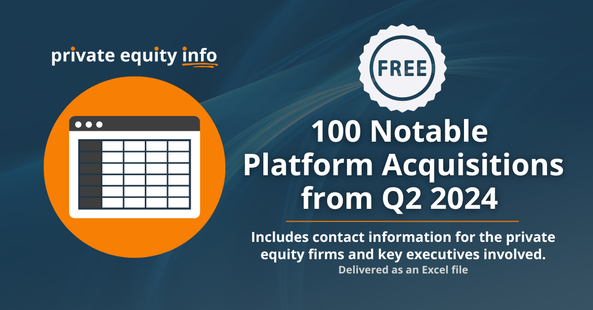 Private Equity Platform Acquisitions, sorted by industry, in Q2 2024