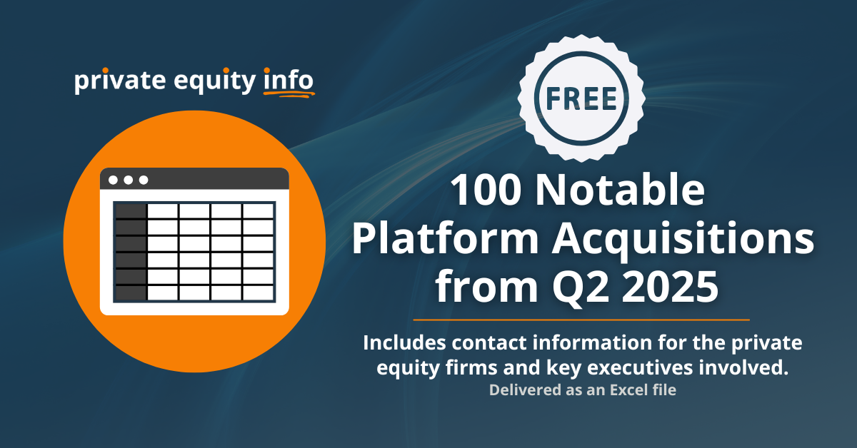 Private Equity Platform Acquisitions, sorted by industry, in Q2 2025
